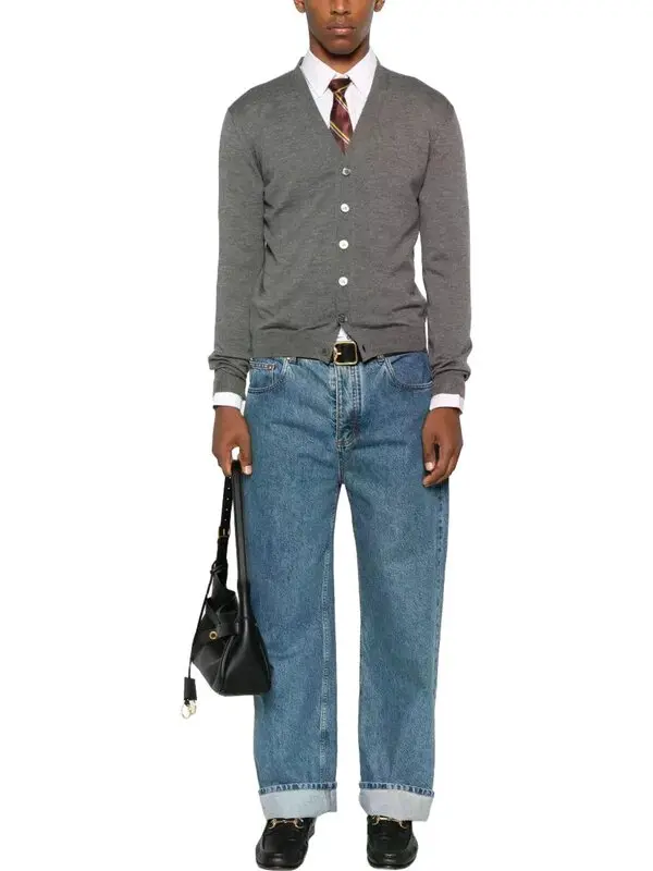Gucci Button-front V-neck Cardigan - Grey