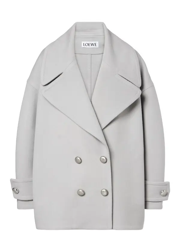 Loewe Pebble Double-breasted Wool Peacoat - Grey