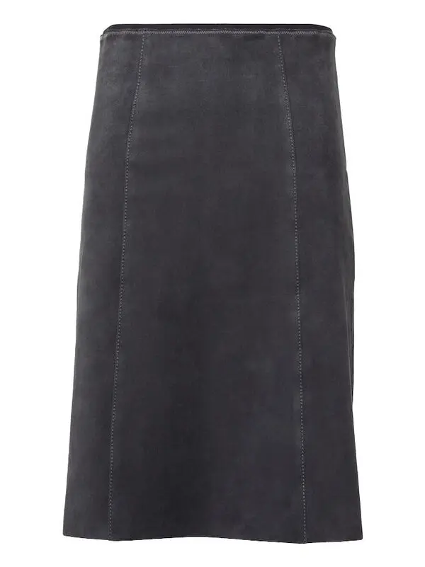 JOSEPH Suede Midi Skirt - Grey
