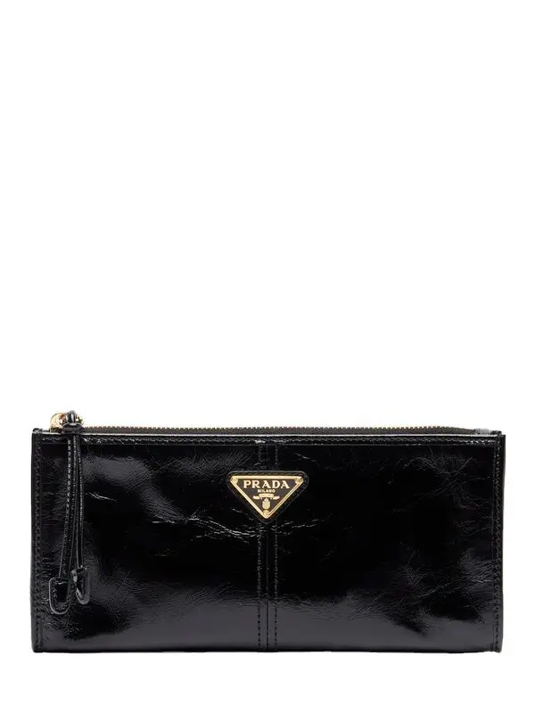 Prada Logo Leather Pouch - Black