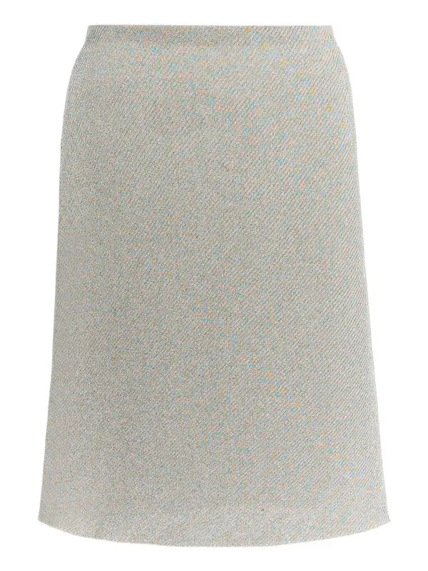 Miu Miu Ribbed-knit Midi Skirt With Flecks - Metallic