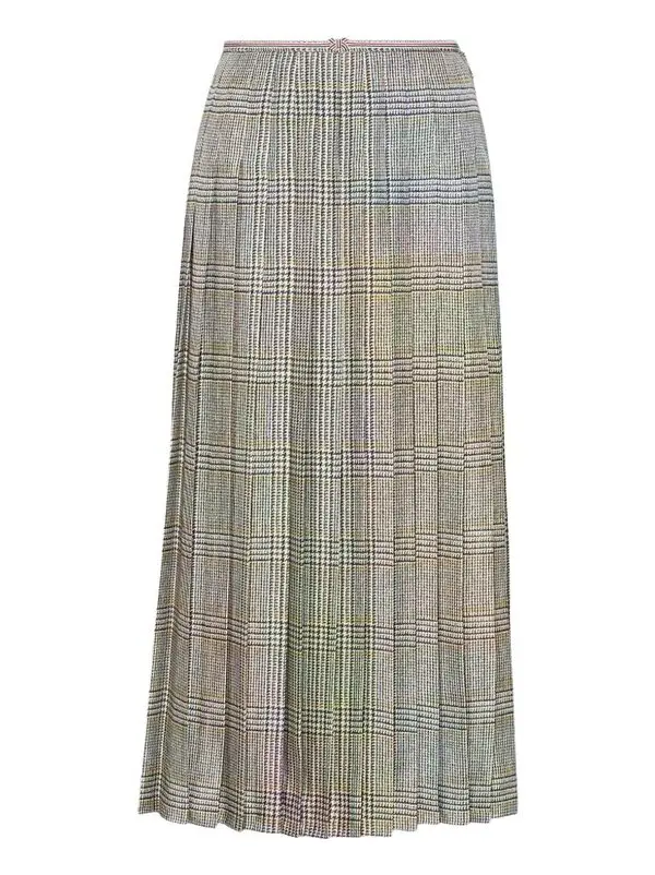 Thom Browne Houndstooth Pleated Midi Skirt - Grey