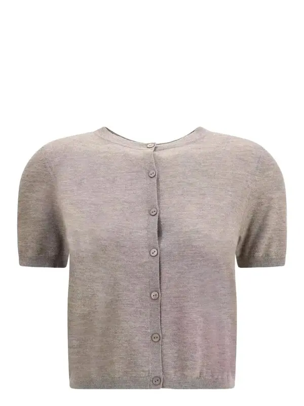 LISA YANG Charlotte Short-sleeve Cashmere Cardigan - Grey