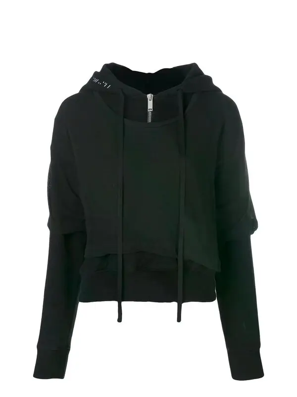 BEN TAVERNITI UNRAVEL PROJECT Layered Hoodie With Drawstring - Black