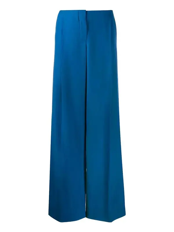 Nina Ricci Cotton Wide Leg Tailored Trousers - Blue