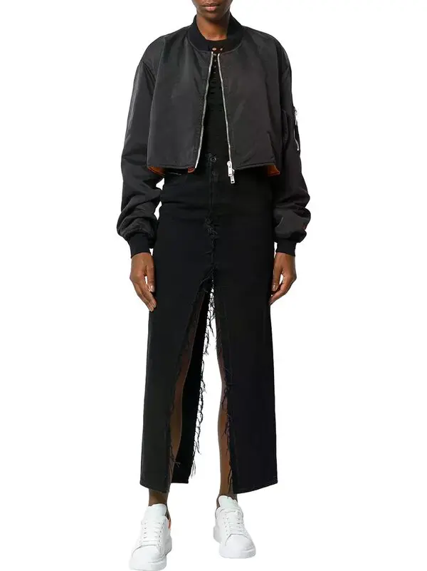 BEN TAVERNITI UNRAVEL PROJECT Denim Double Slit Maxi Skirt - Black