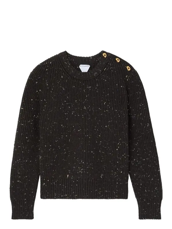 Bottega Veneta Button-detailed Ribbed Wool-blend Sweater - Brown
