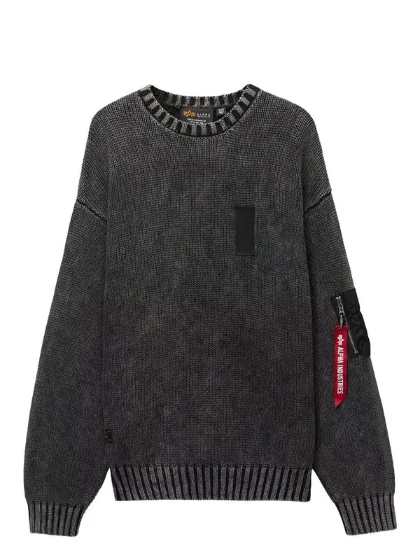 Alpha Industries Textured Zip Pocket Sweater - Black