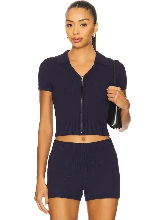 GUIZIO Calesia Zip Up Top - Navy