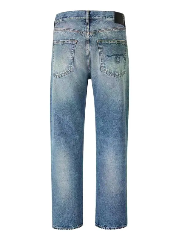 R13 Frayed Hem Straight Leg Jeans - Blue