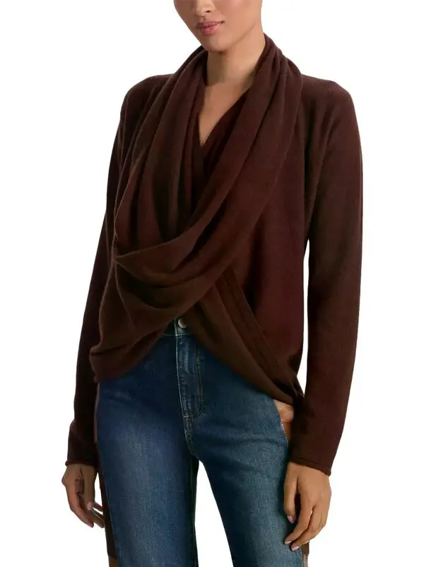 Alice + Olivia Jules Draped Cowl Neck Sweater - Brown