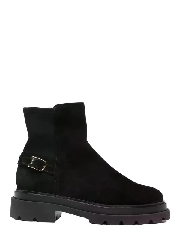 Santoni Buckle-fastening Suede Ankle Boots - Black