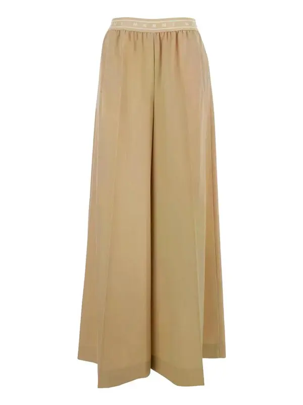 Marni Logo-waistband Virgin Wool Trousers - Neutrals