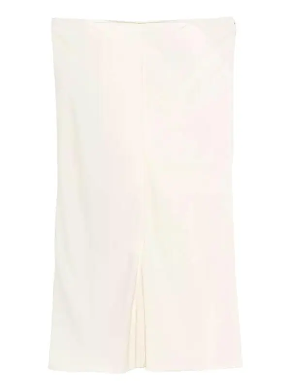 AMI Paris Off-white Ribbed Split-front Skirt - Neutrals