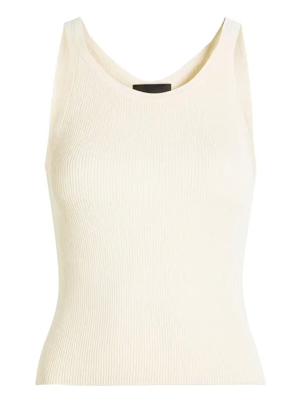 NILI LOTAN Ribbed Silk Tank - Ivory