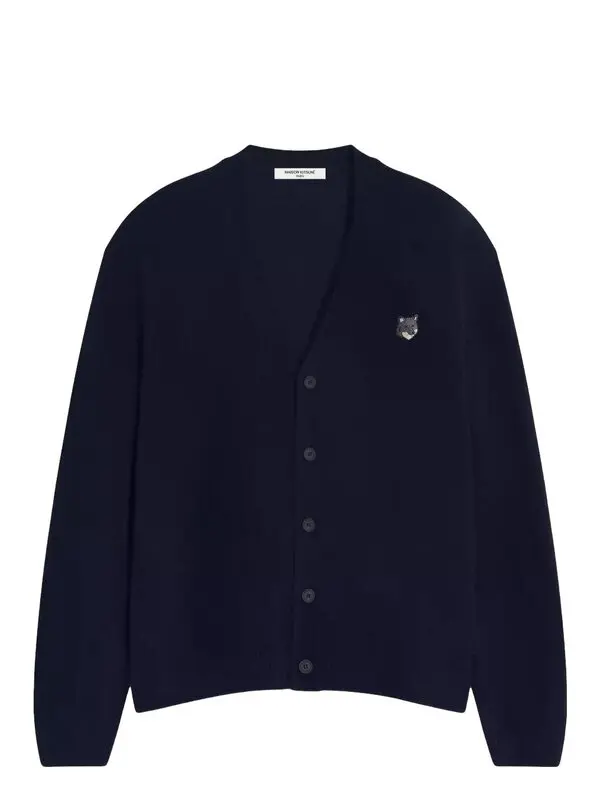 Maison Kitsuné Fox Head-embroidered Cardigan - Blue