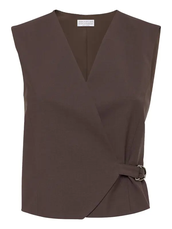 Brunello Cucinelli Tropical Luxury Wool Vest - Brown
