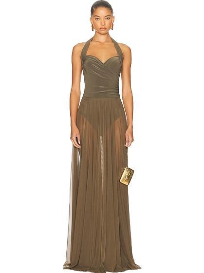 Norma Kamali For Fwrd Cayla Flared Gown - Bark