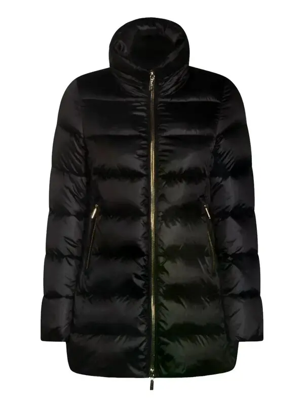 MOORER Padded Coat With High Collar And Zip Fastening - Black