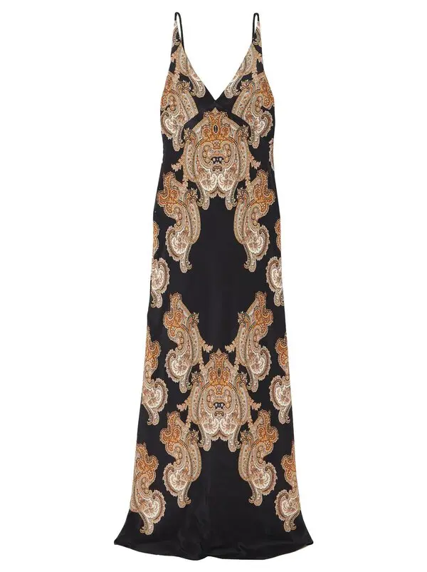Veronica Beard Donelle Paisley-print Silk-blend Satin Maxi Dress - Multi