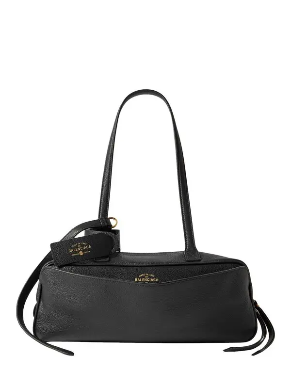 Balenciaga Carrie Small Textured Leather Shoulder Bag - Black