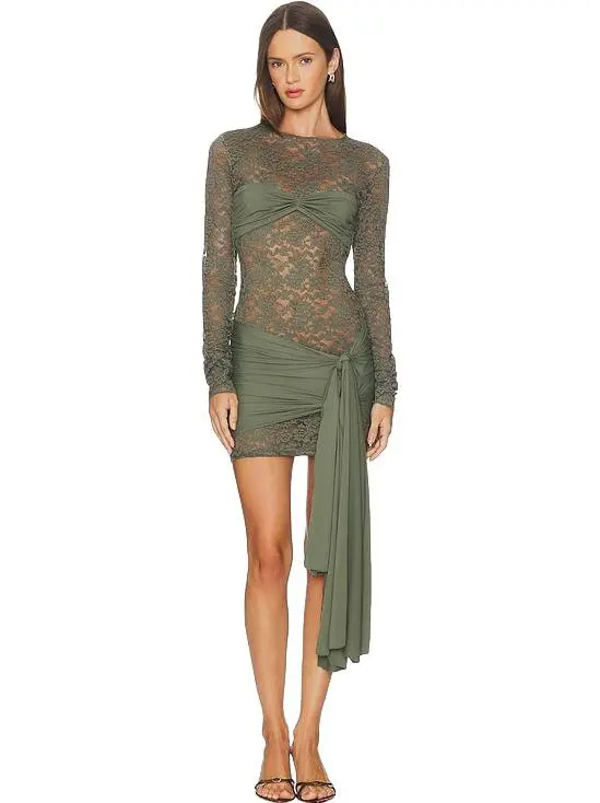Lioness Midnight Lace Mini Dress - Olive