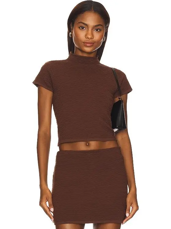 Line & Dot Grove Mockneck Top - Brown