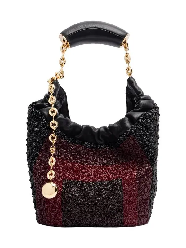 Loewe Squeeze Mini Beaded Leather Top-handle Bag - Black