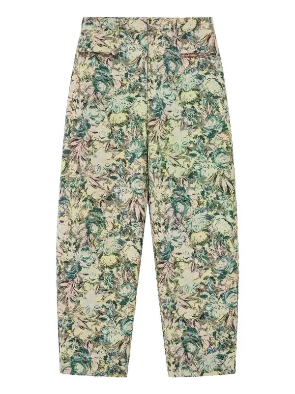 GANNI Floral Jacquard Trousers - Neutrals
