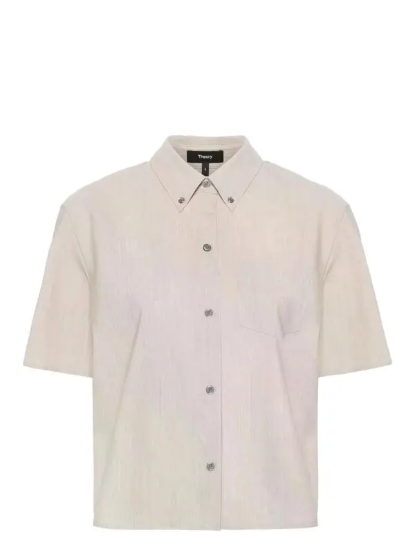 Theory Mélange-effect Stretch-wool Shirt - Neutrals