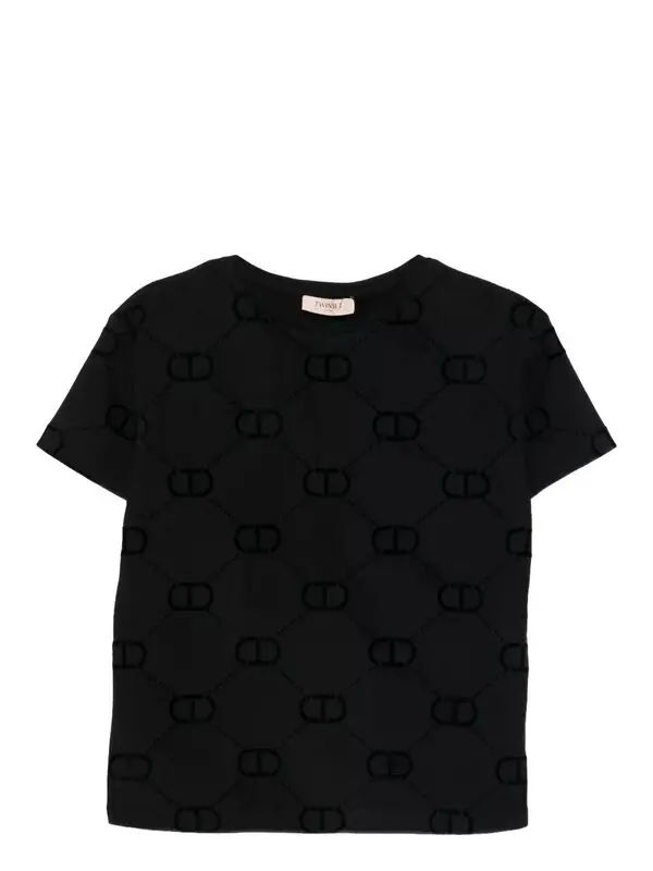 TWINSET Logo Pattern T-shirt - Black