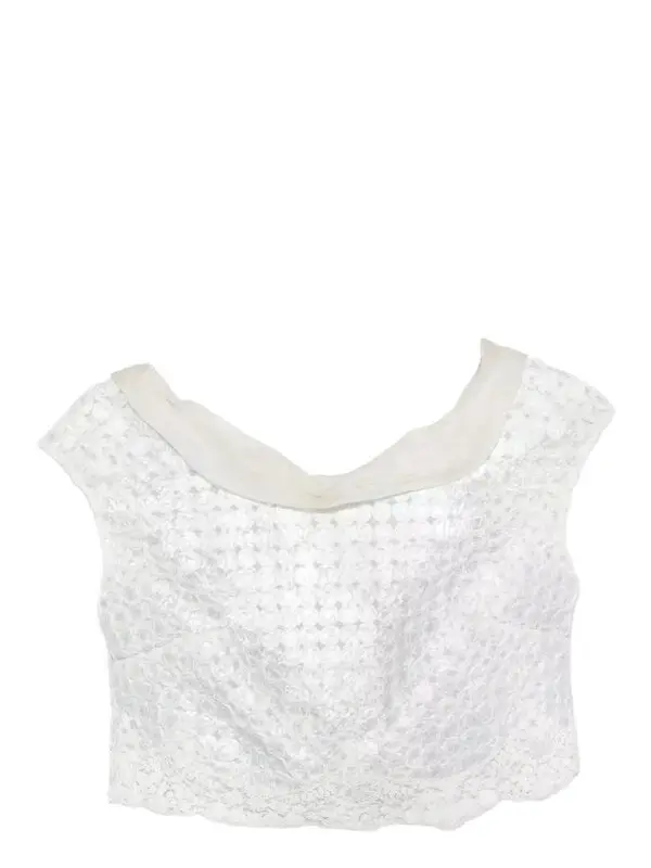 GEMY MAALOUF Lace Cropped Top - Silver