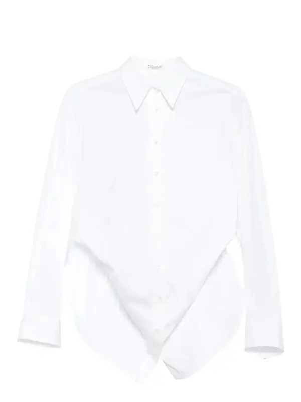 Brunello Cucinelli Long Sleeve Curved Hem Shirt - White