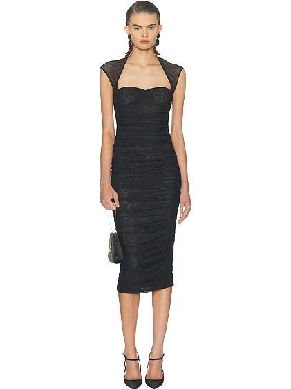 SEROYA Kylie Mesh Midi Dress - Black