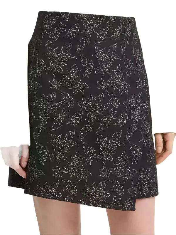 BRUUNS BAZAAR Floral Print Asymmetric Mini Skirt - Black