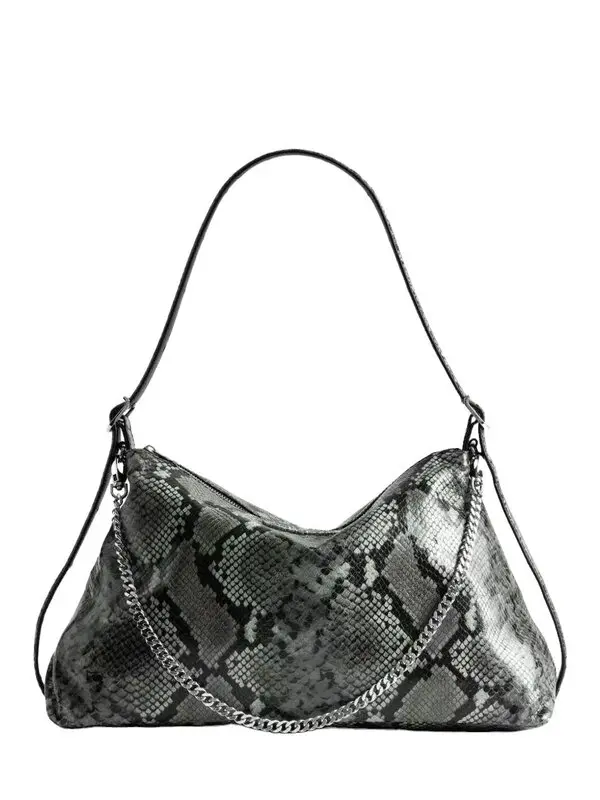 Zadig&Voltaire Jim Python-effect Shoulder Bag - Grey