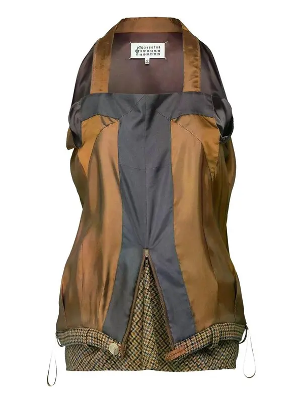 MAISON MARGIELA Décortiqué Houndstooth-pattern Top - Brown