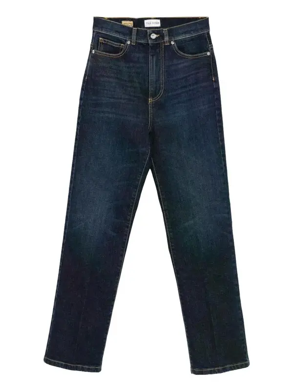 TRUE AVENUE High Waisted Straight Leg Five-pocket Jeans - Blue