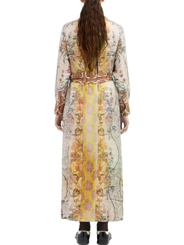 PIERRE-LOUIS MASCIA Floral Print Maxi Shirt Dress - Neutrals