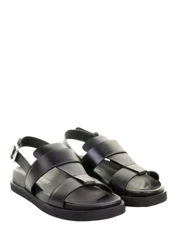 GUGLIELMO ROTTA Buckle-strap Leather Sandals - Black