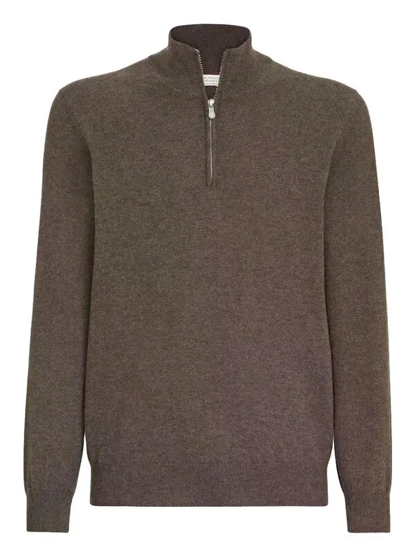 Brunello Cucinelli Half-zip Cashmere Sweater - Brown