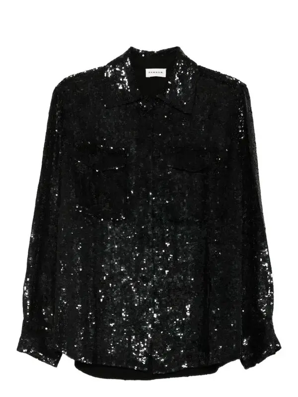P.a.r.o.s.h Sequinned Pocket Shirt - Black