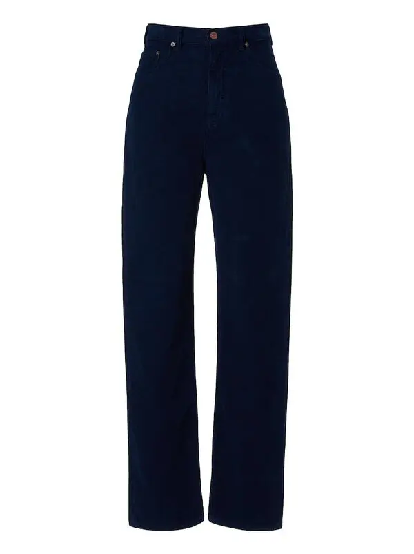 Victoria Beckham High-rise Cotton Corduroy Straight Leg Trousers - Blue