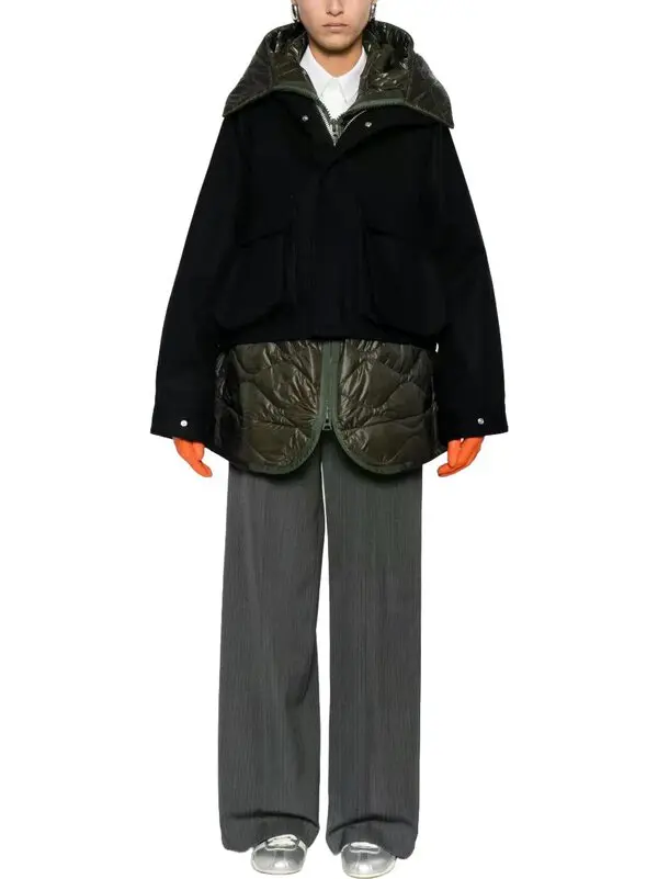 Sacai Hooded Quilted-panel Jacket - Blue
