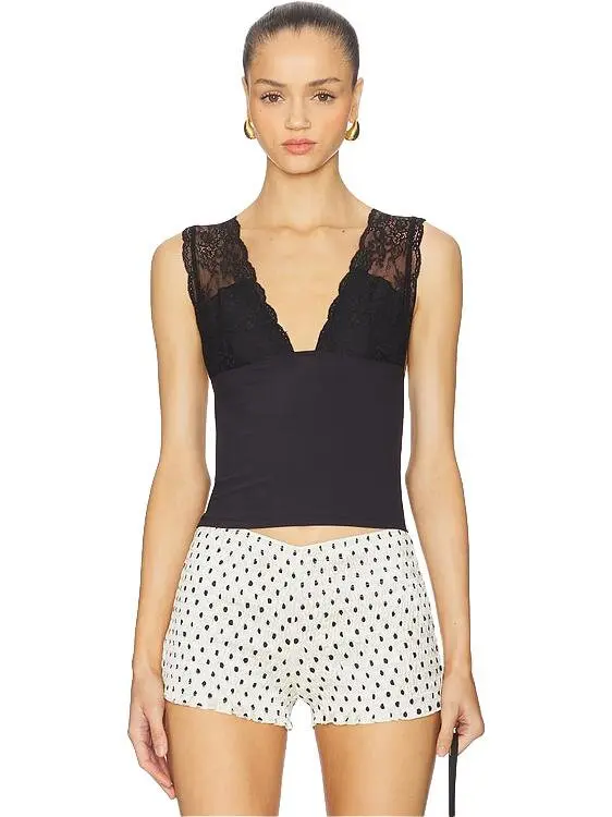 Free People Power Play Cami With Lace Detail - Black