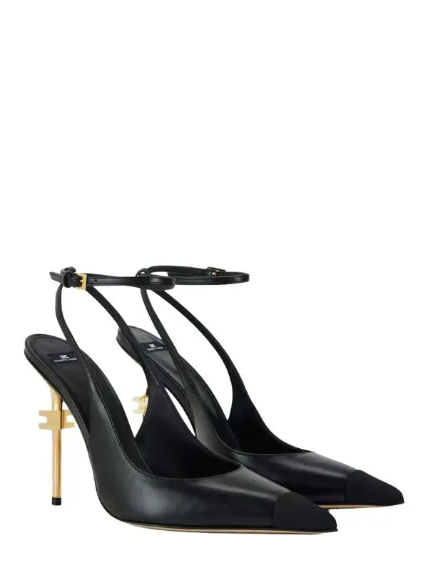 Elisabetta Franchi 105mm Falcon Slingback Pumps With Gold Heel - Black