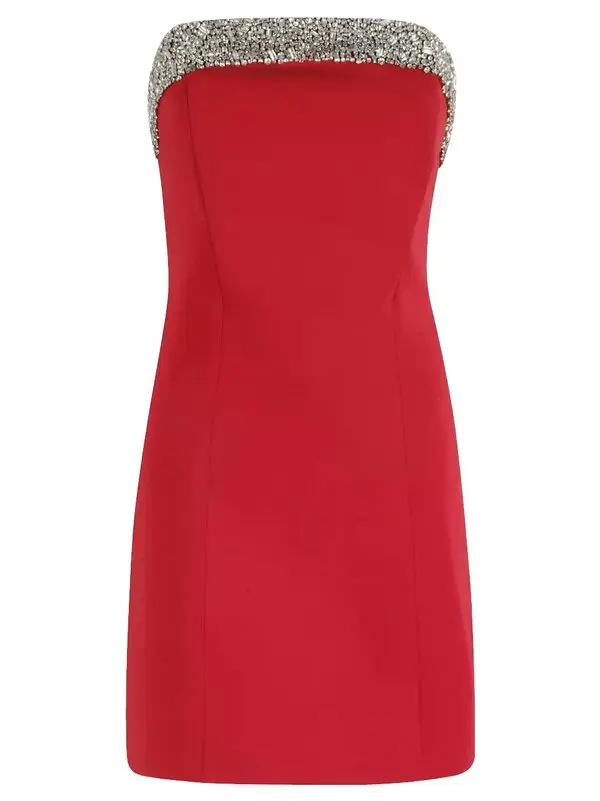 Amen Rhinestone Embellished Strapless Mini Dress - Green
