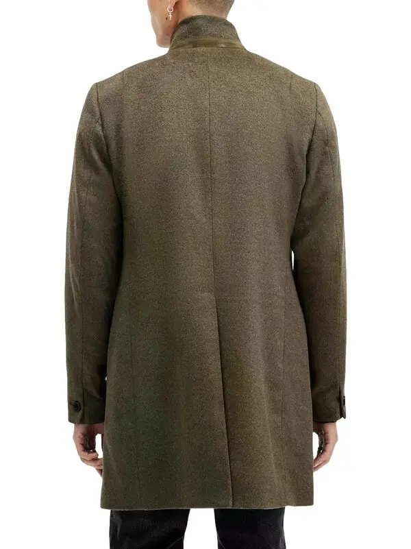 ALLSAINTS High-neck Single-breasted Coat With Suede Trim - Green