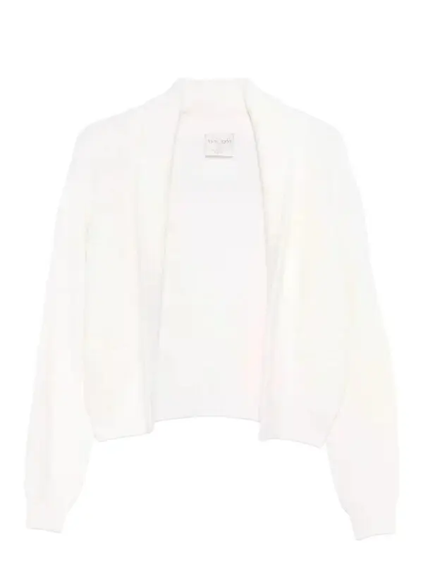 FORTE_FORTE Ribbed Knit Open Front Cardigan - White