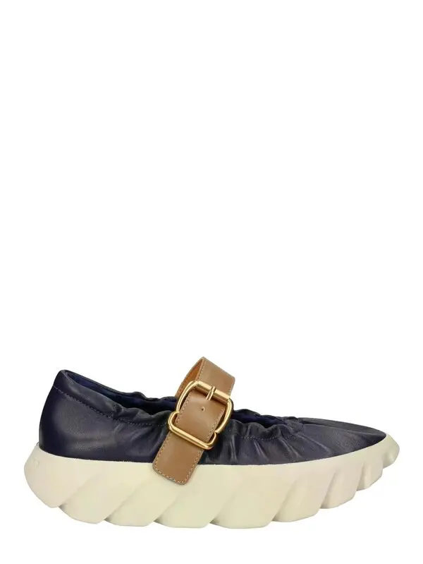4CCCCEES Buckle-strap Gathered Flat Pumps - Blue